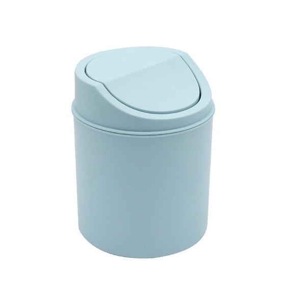 KQJQS Mini Swing Lid Trash Can, Light Blue, Compact Desk or Countertop ...