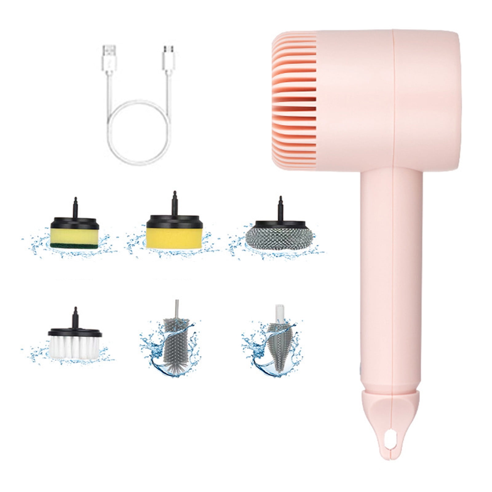 KQJQS Multiurpose Electric Cleaning Brush with Replaceable Rotating Heads Powerful Scrubber for ...