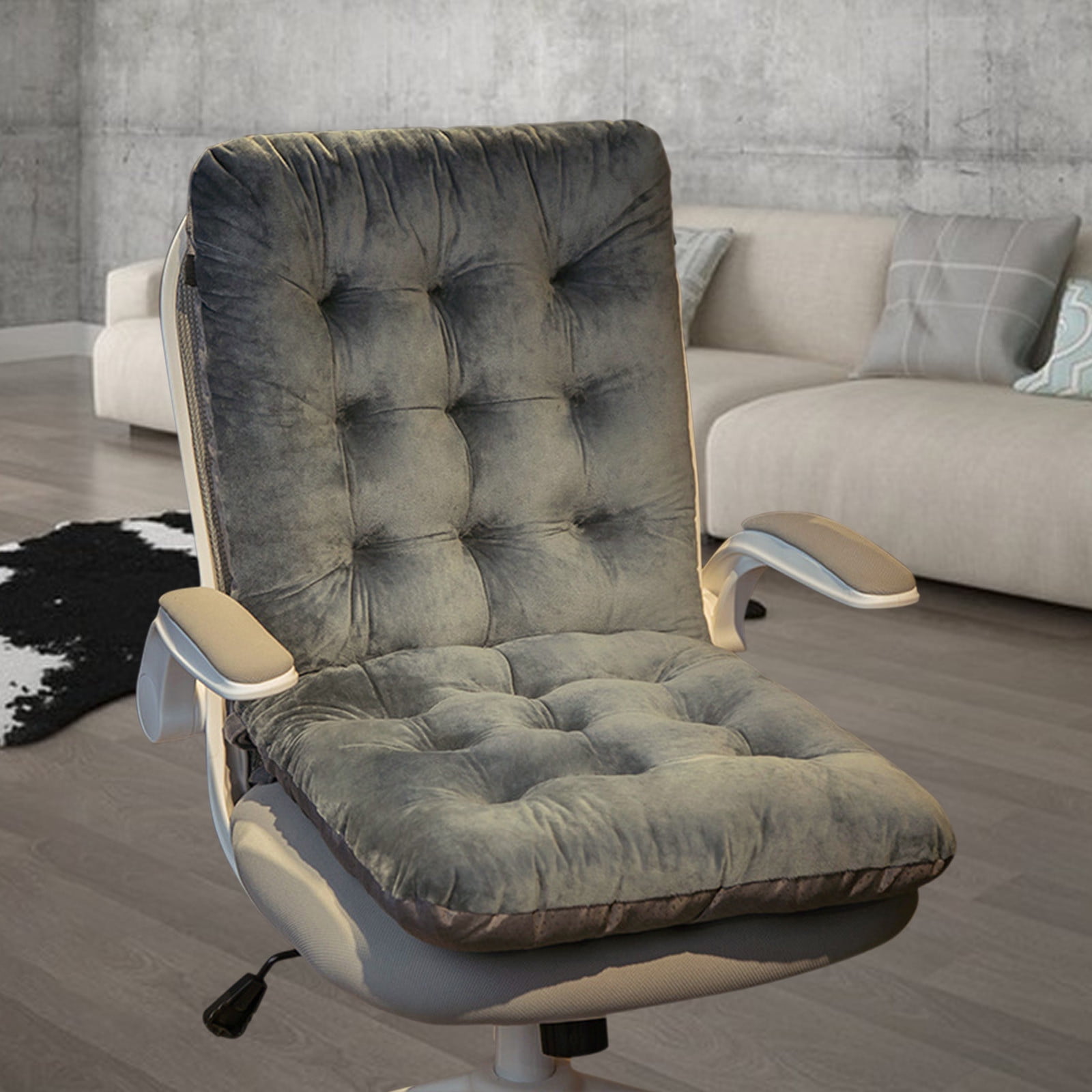 KQJQS Plush Office Chair Cushion with Back Support One Piece Desk Chair Cushion with Tie Non Slip Bottom for Long Sitting 17 x 33 Inch Walmart Business Supplies