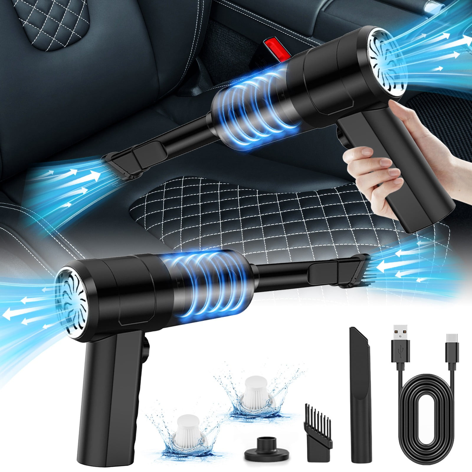 KQJQS Portable Handheld Car & Home Vacuum Cleaner with 5500mbar Suction ...