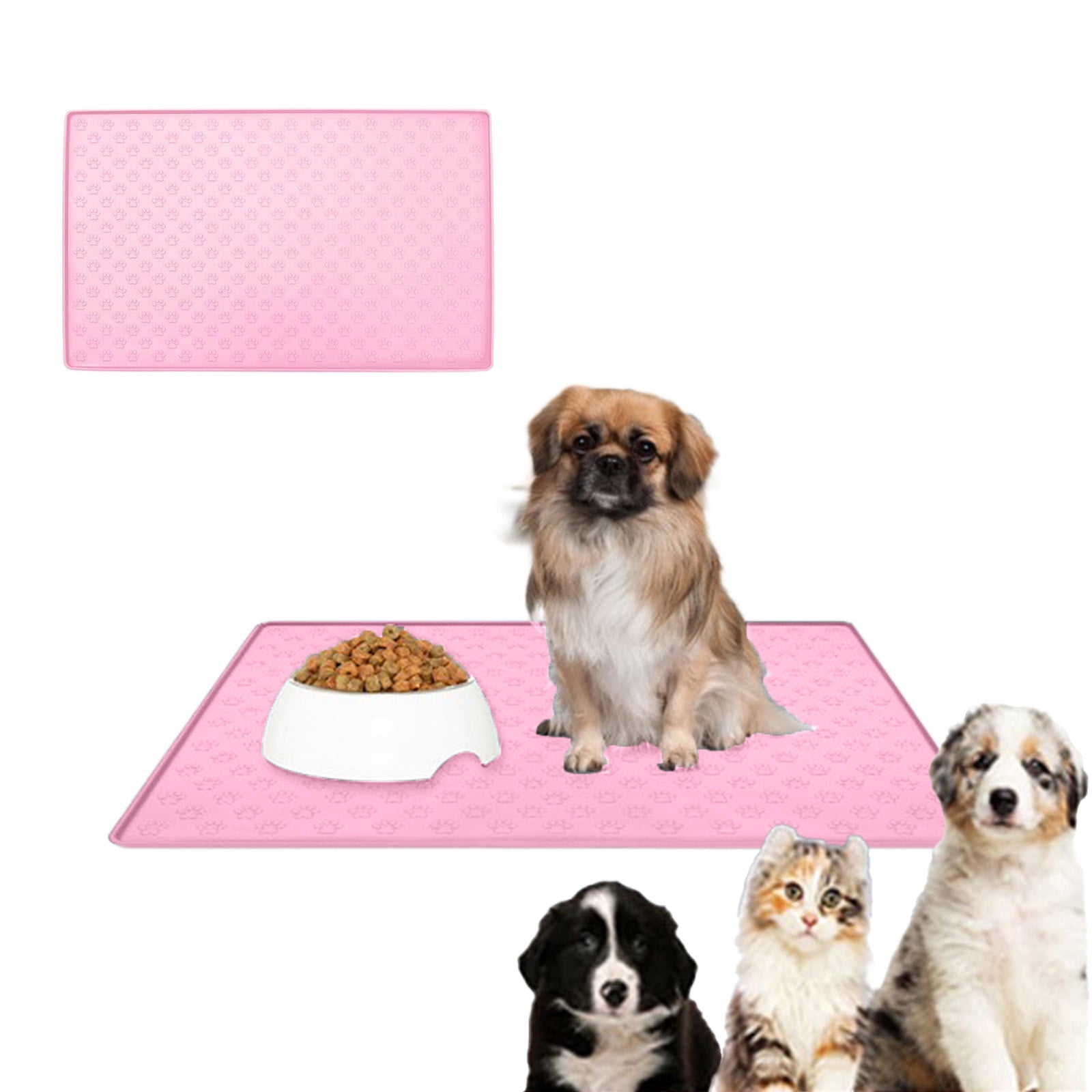 KQJQS Raised Edge Dog Food Mat - Waterproof Silicone Pet Mat for Food ...