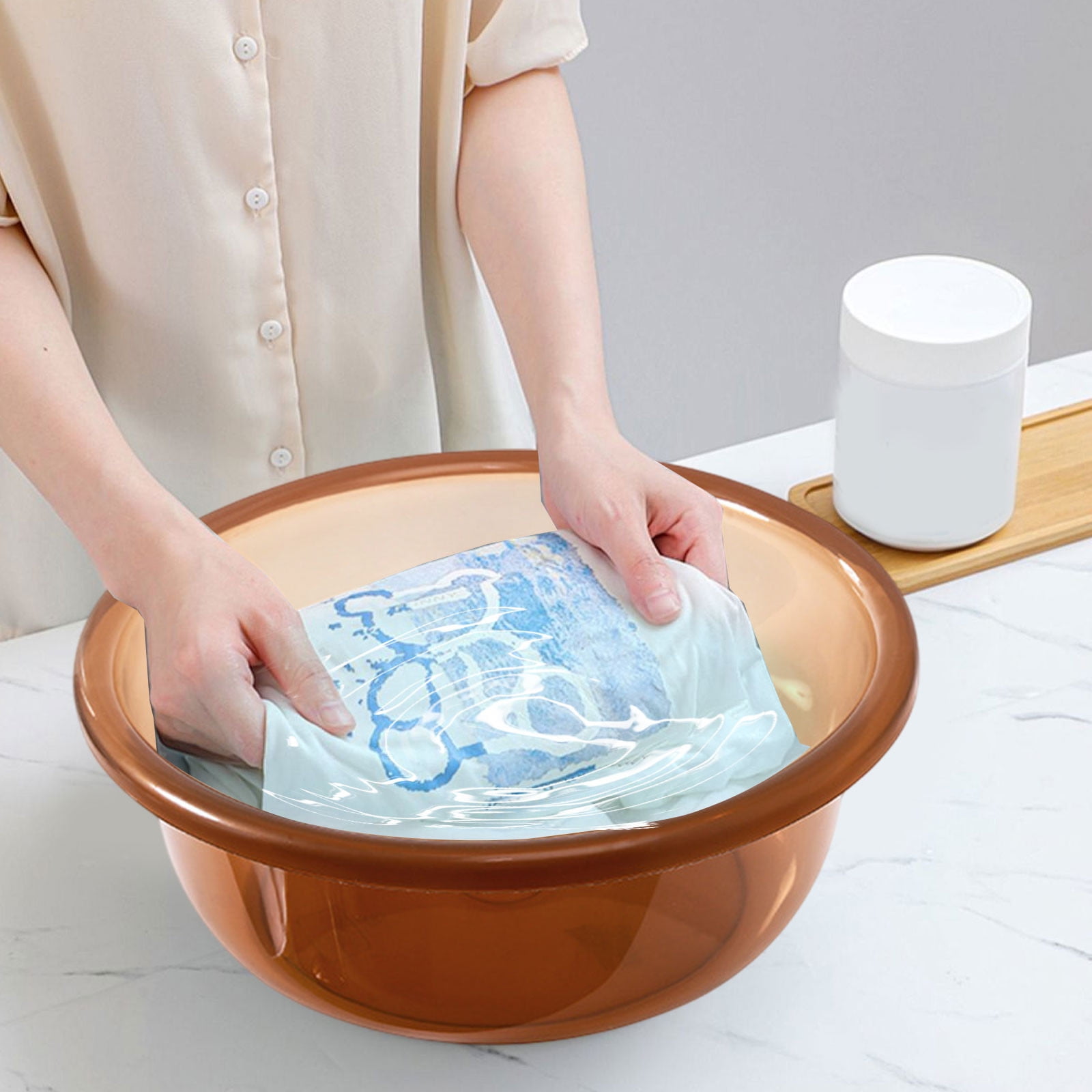 KQJQS Round Plastic Wash Basin, Stackable Wash Tub Camping Dishpan ...