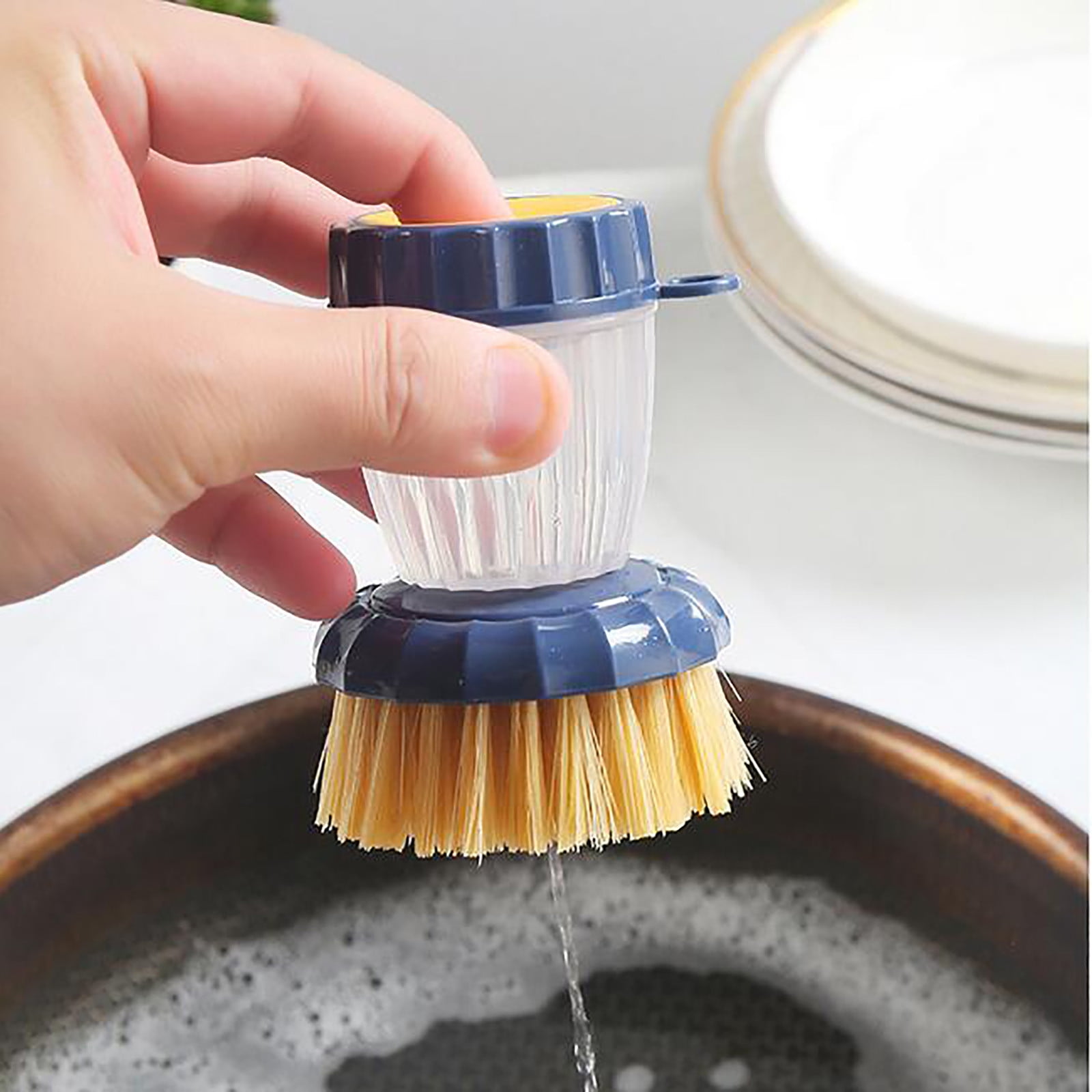 KQJQS Soap Dispensing Palm Brush with Sturdy Nylon Bristles - Kitchen ...