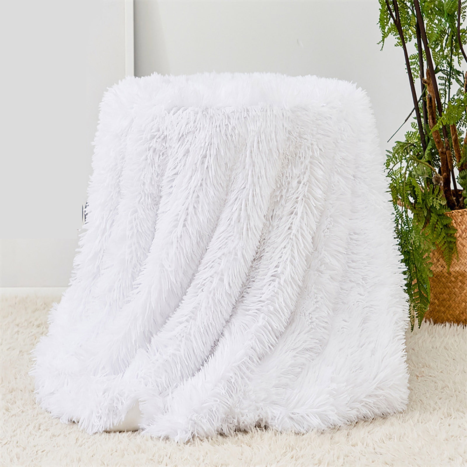 KQJQS Soft Fluffy Faux Fur Throw Blanket, Teal Green, Shaggy Furry Warm ...