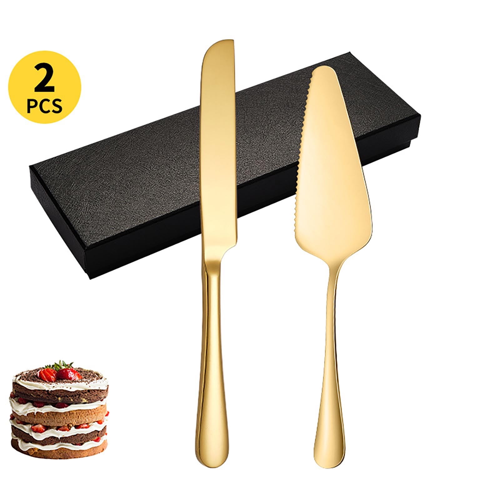 KQJQS Stainless Steel Cake Knife and Server Set - Gift Boxed Cutlery ...