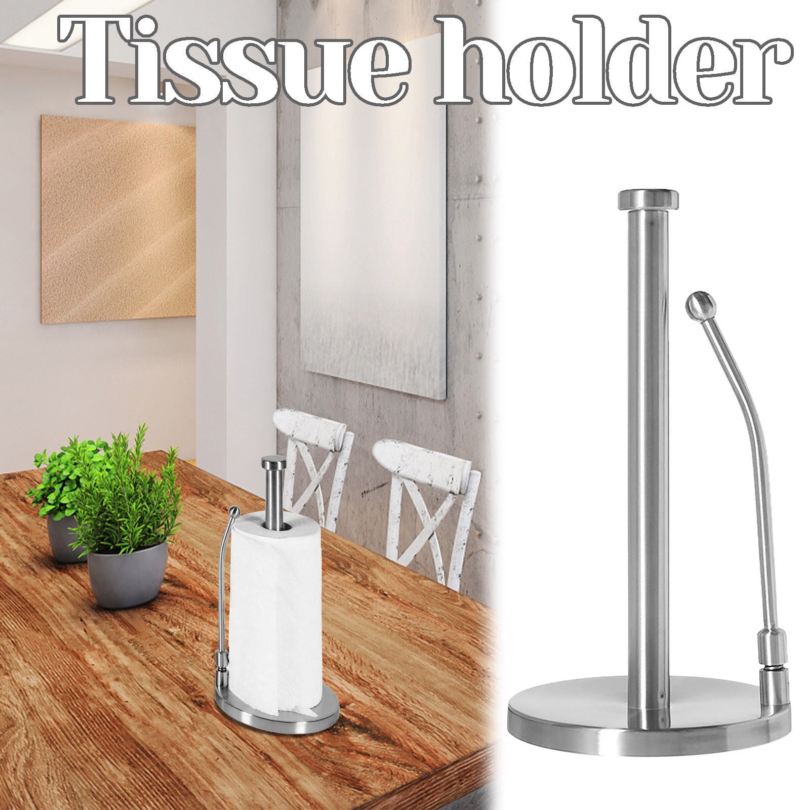 KQJQS Stainless Steel Vertical Paper Towel Holder – Non-Slip Spring ...