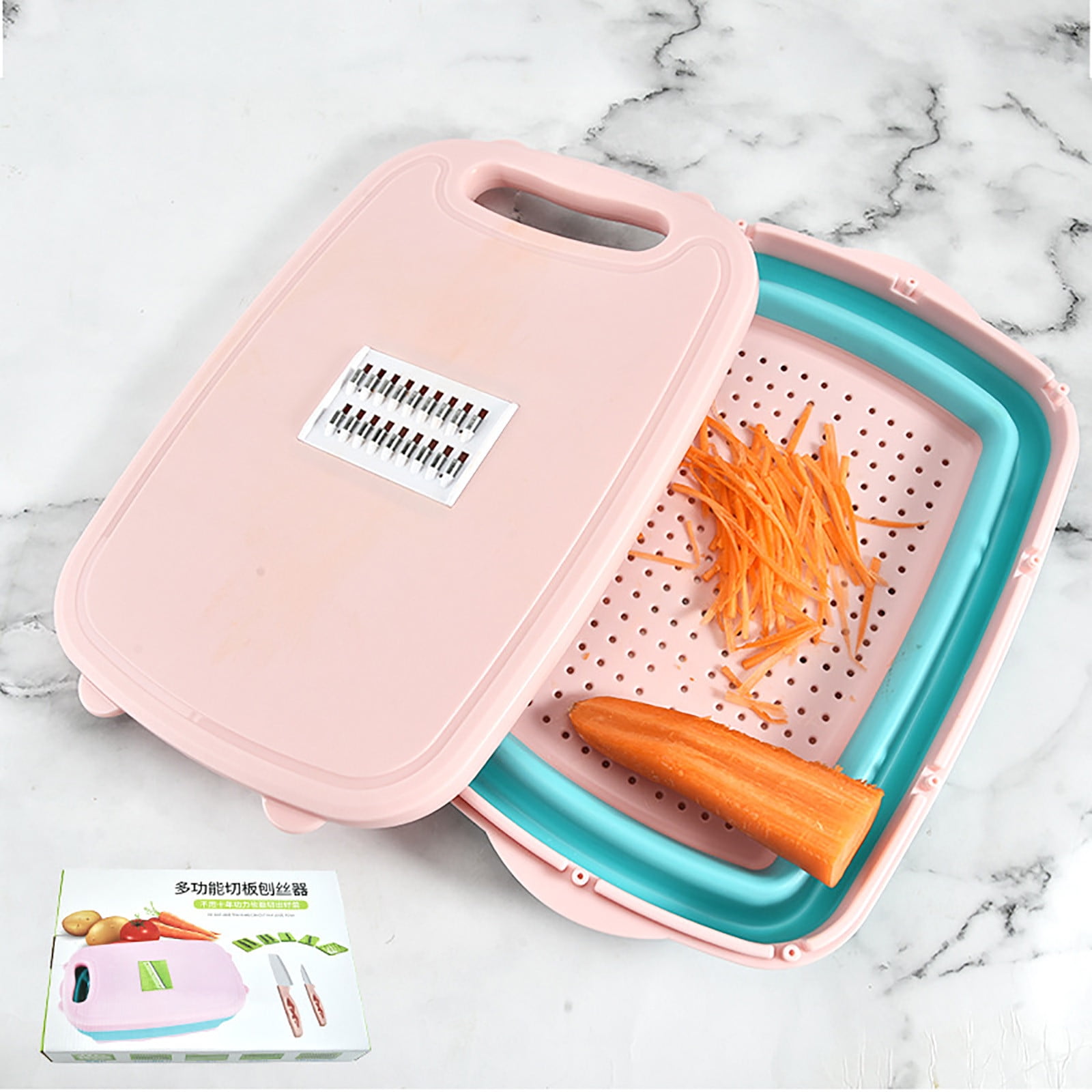 KQJQS Versatile Folding Cutting Board Set: Collapsible Basket, Wire ...