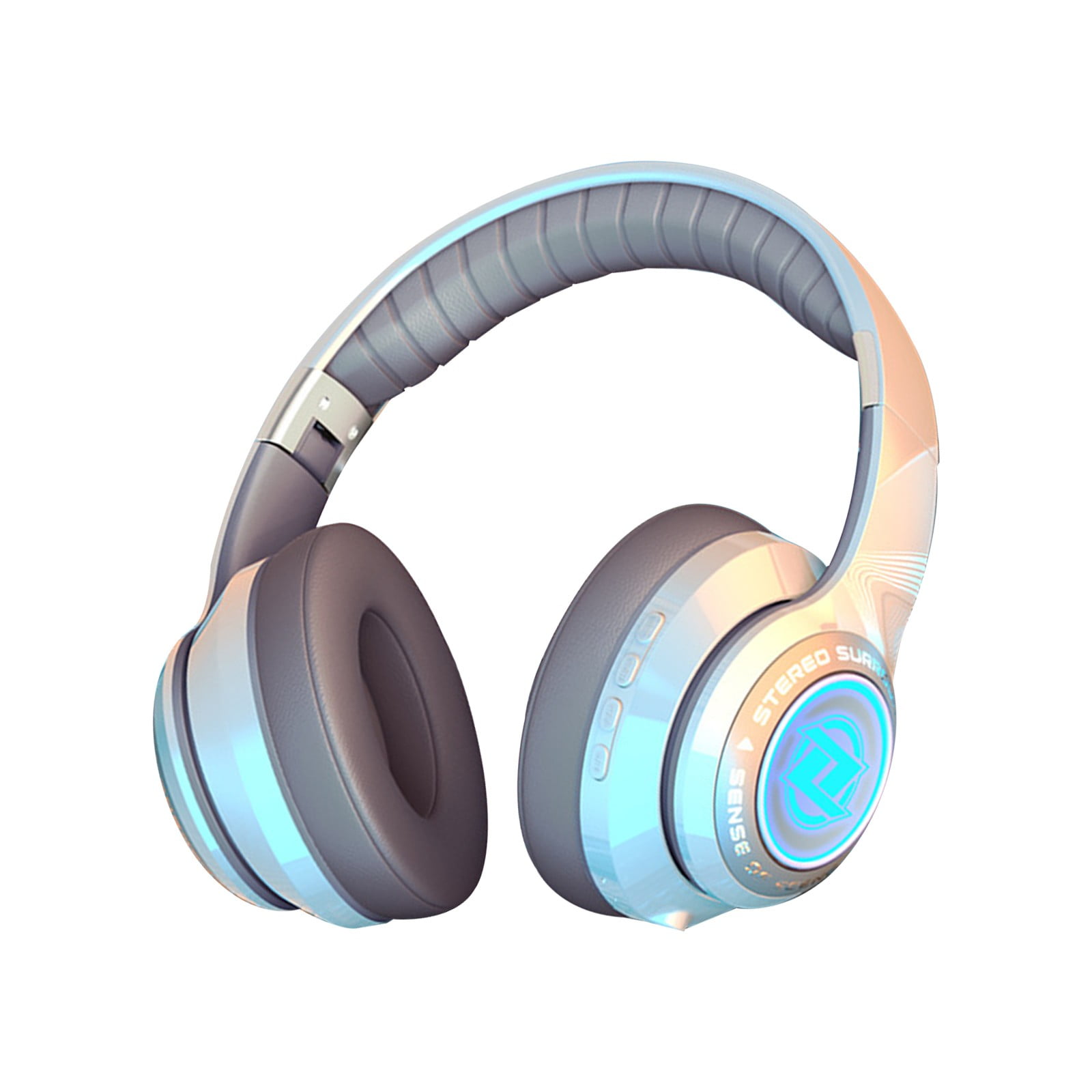 KQJQS Wireless Bluetooth Over-Ear Headphones with RGB Lights and ...