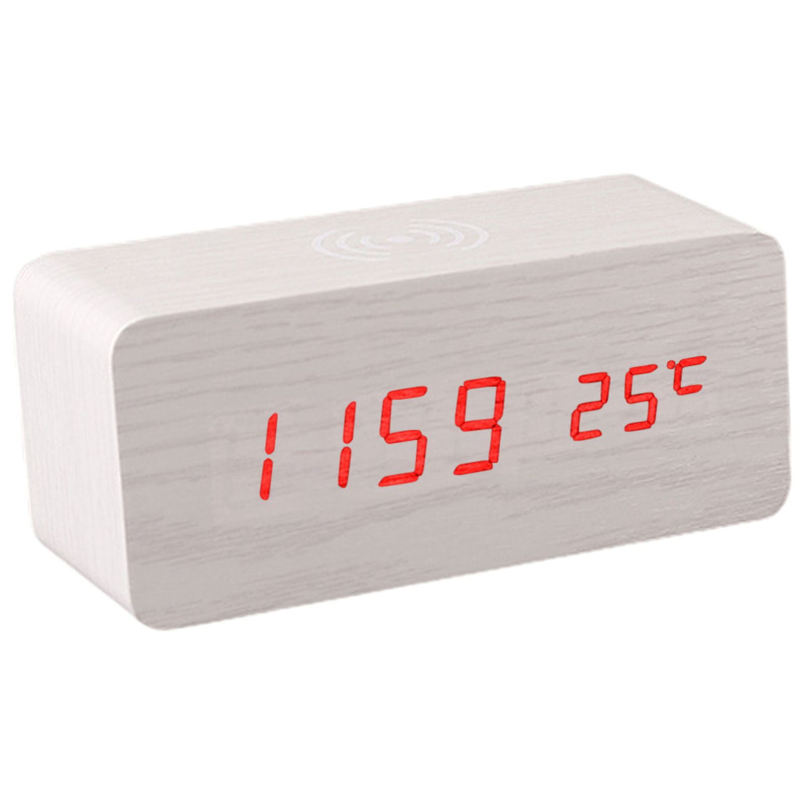 KQJQS Wooden Clock LED Digital Clock Creatives Wireless Charging ...