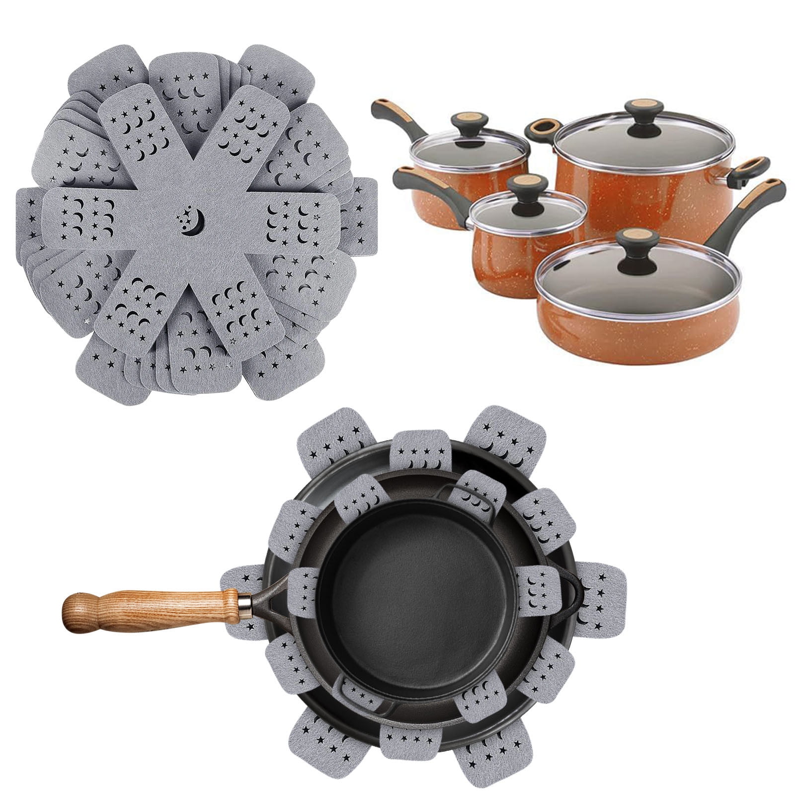 KQJQS2 12-Piece Pot and Pan Protectors, Non-Scratch Cookware Dividers ...