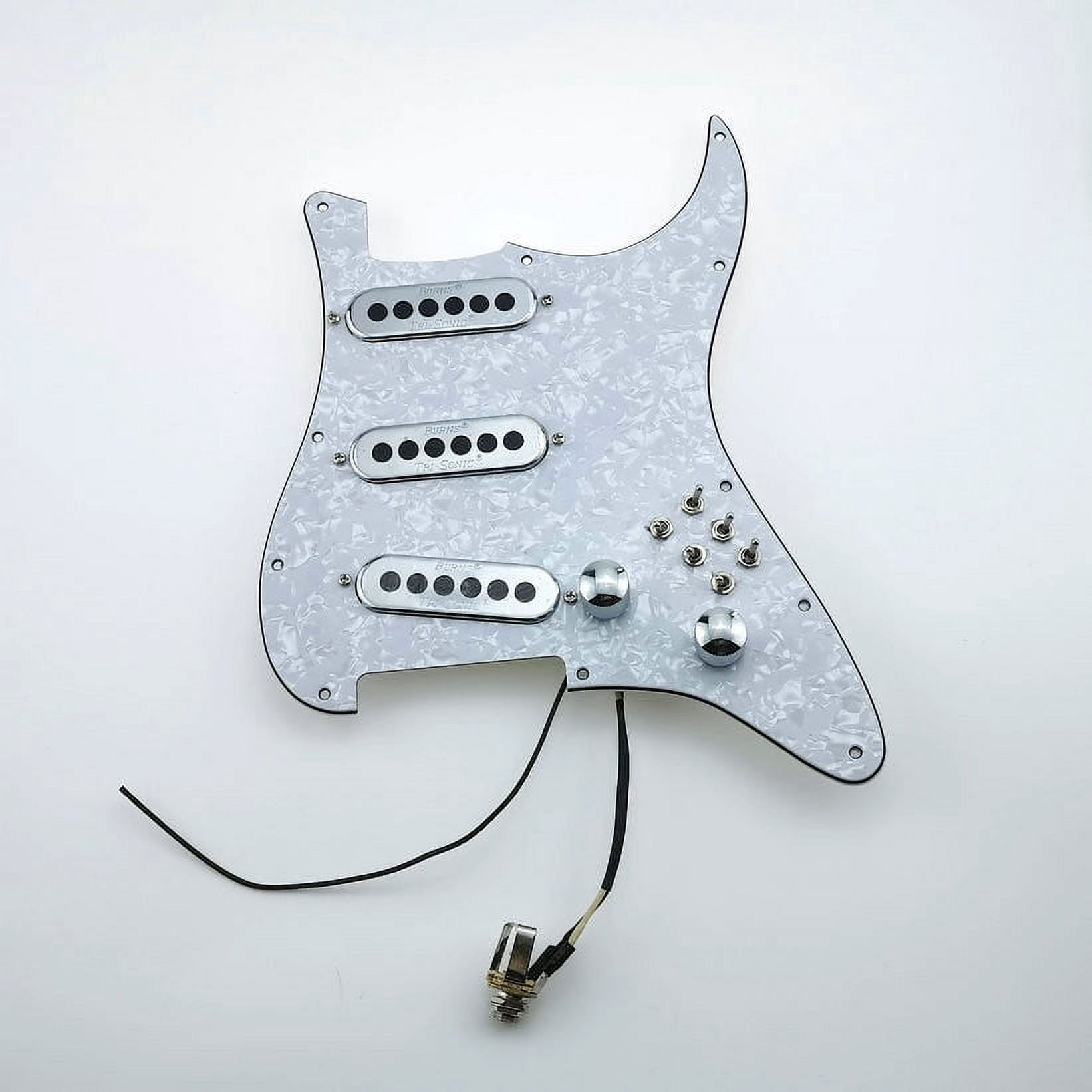 KR(6-18)-Tri-Sonics Brian May Strat Loaded Pickguard Chrome White Pearl ...