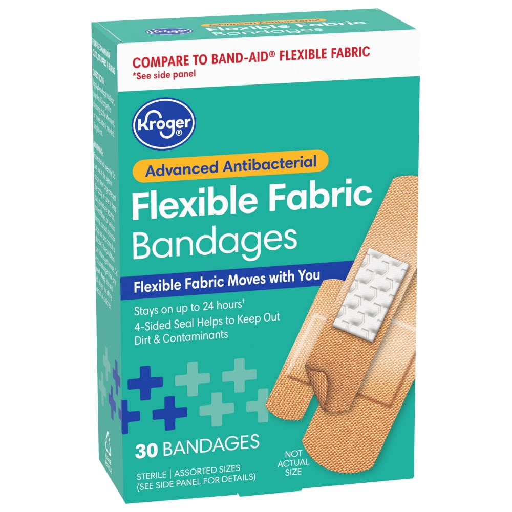 KR Advanced Antibacterial Flexible Fabric Assorted Sizes Bandages - 30 ...