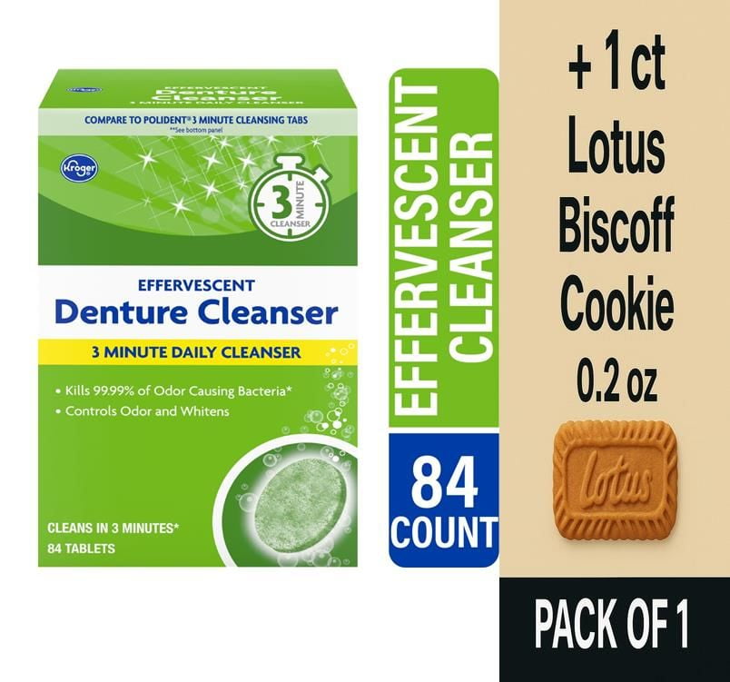 KR Antibacterial Denture Cleanser Three Minute Effervescent Tablets 84 ...