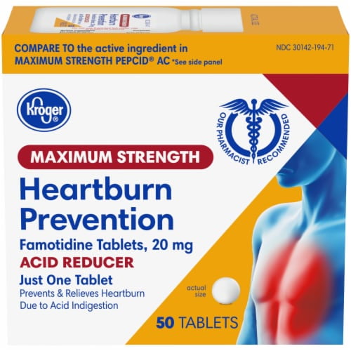 KR Maximum Strength Acid Reducer Heartburn Prevention Tablets - 50 ct ...