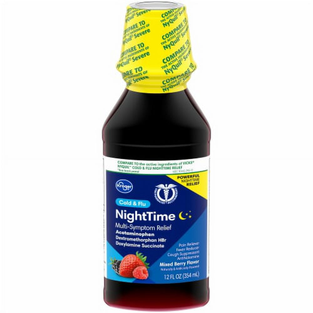 KR Mixed Berry NightTime Cold & Flu Multi-Symptom Relief Liquid ...