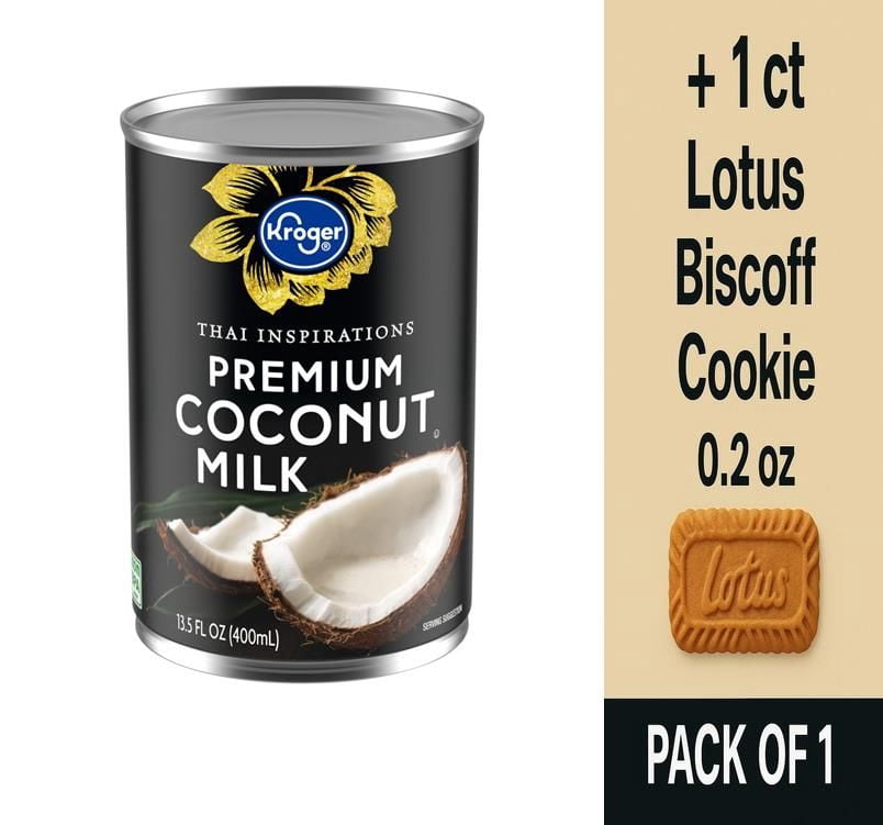 KR Premium Coconut Milk 13.5 fl oz - Pack of 1 & Lotus Biscoff Cookie ...