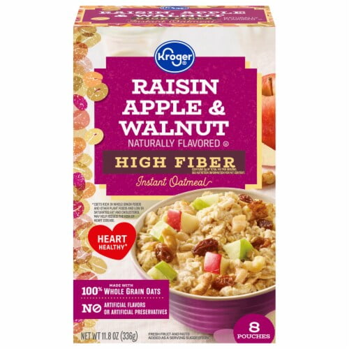 KR Raisin Apple & Walnut High Fiber Instant Oatmeal 8 ct / 11.8 oz ...