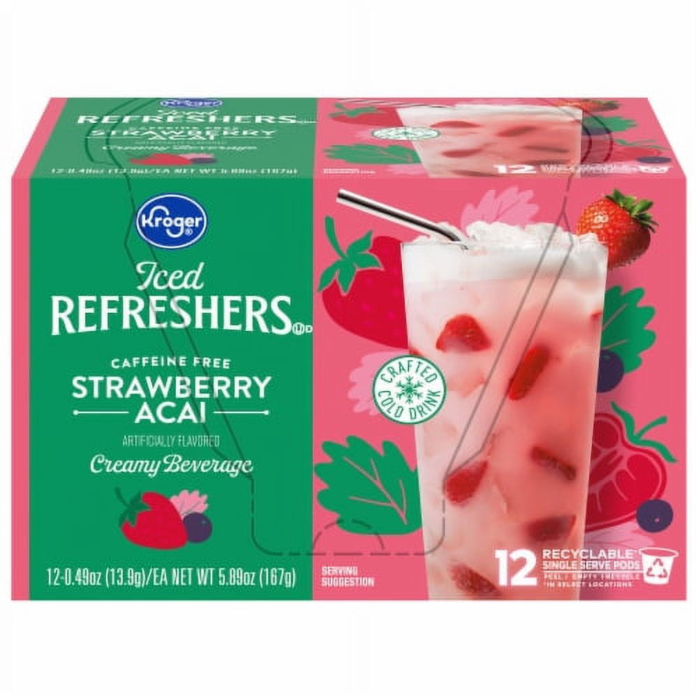 K&R Strawberry Acai Iced Refresher Pods, Creamy, Single Serve ...