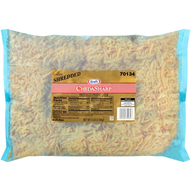 KRAFT ChedaSharp Shredded Cheddar Cheese, 5 lb. Pouch (Pack of 4 ...