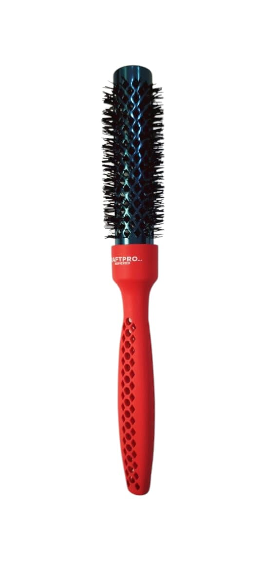 KRAFTPRO Round Hair Brush 25mm for Hair Styling with Nylon Bristles Red ...