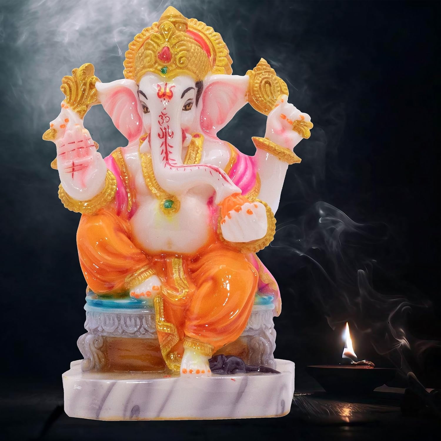 KRAFTSKALA Ganesha Ganpati Murti Vinayak 6 inch Marble Dust Statue for ...