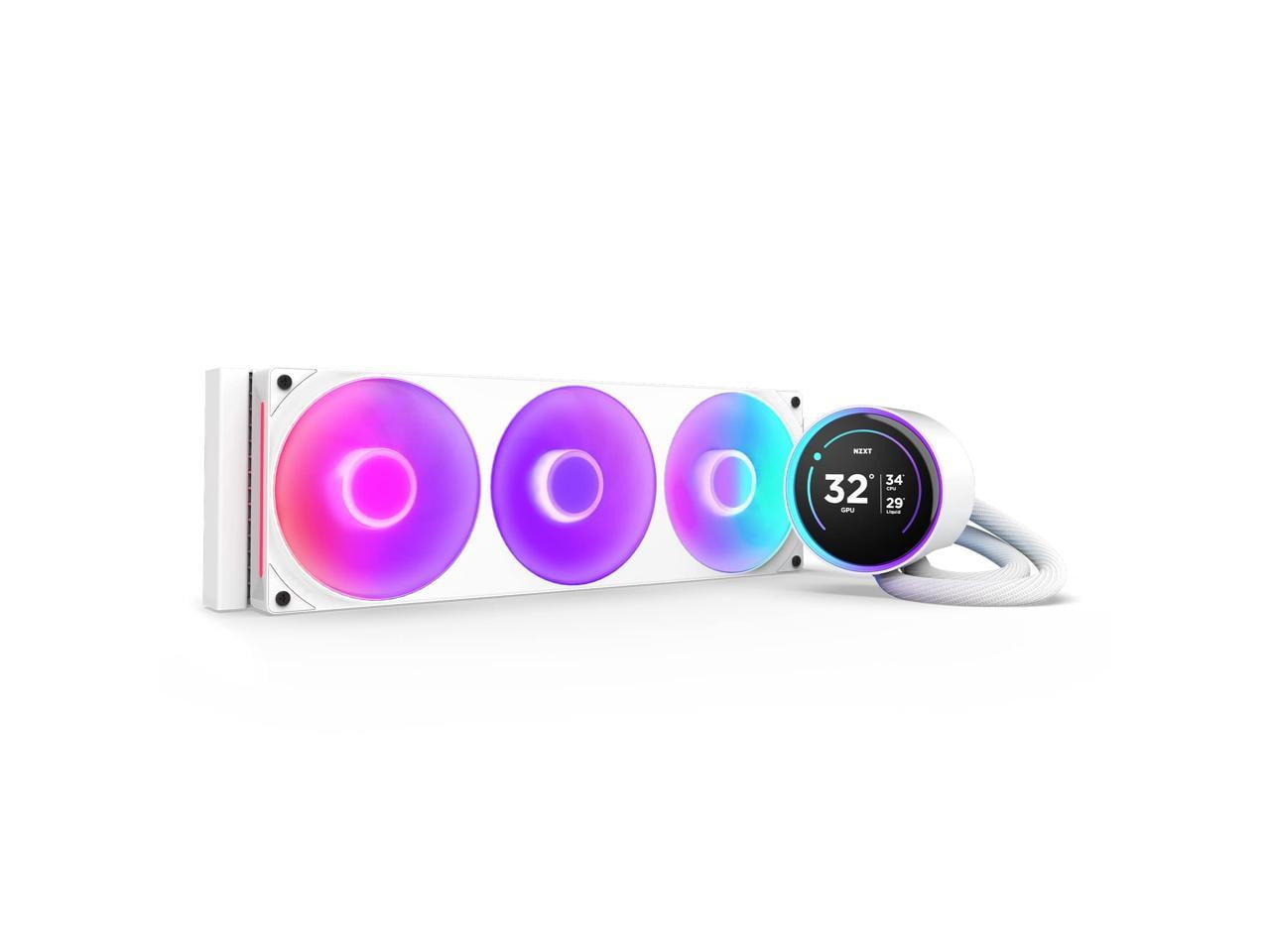KRAKEN ELITE RGB 360 WHITE AIO LIQUID COOLER WITH IPS LCD & STATIC ...