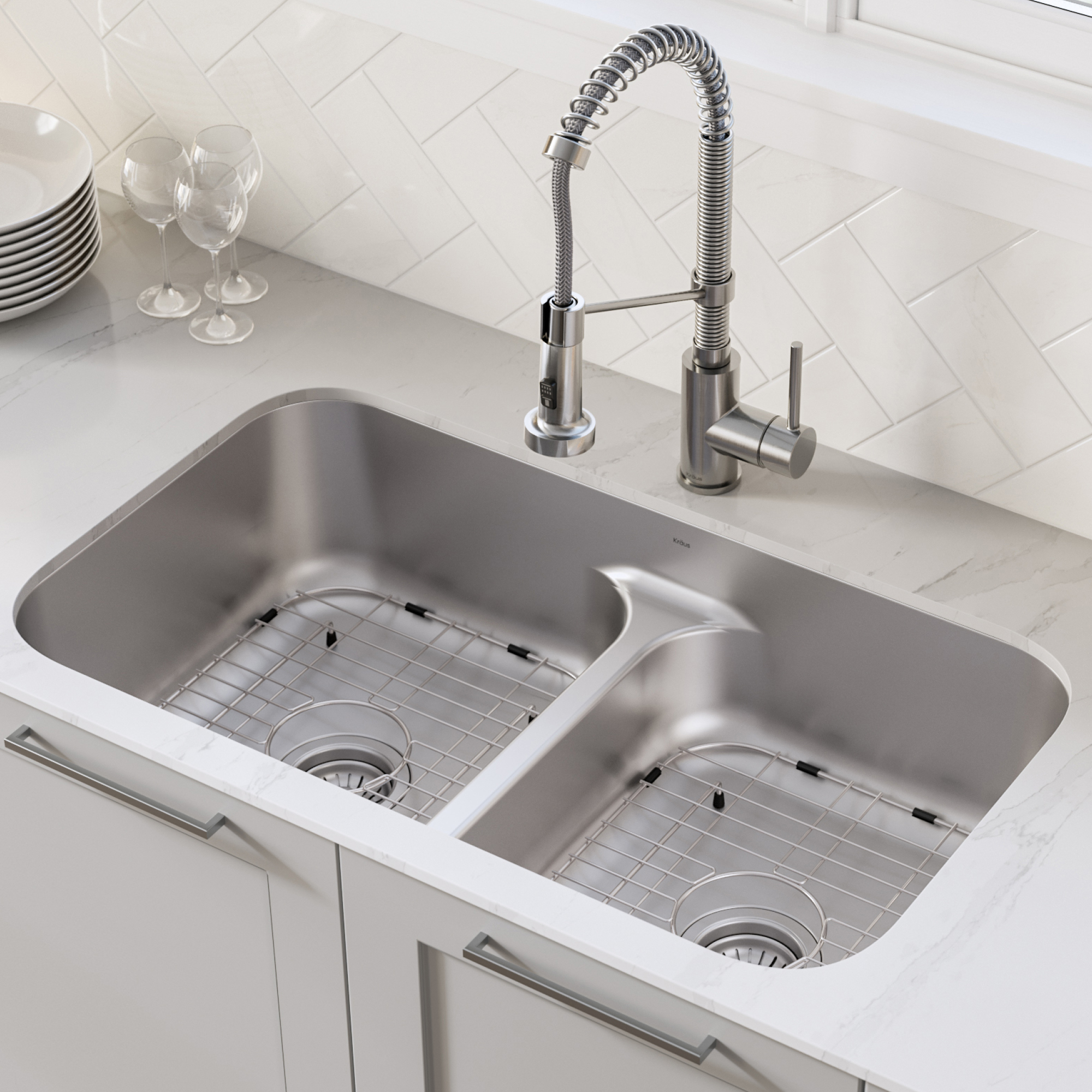 KRAUS 32-inch 16 Gauge Standart PRO Kitchen Sink Combo Set with Bolden ...