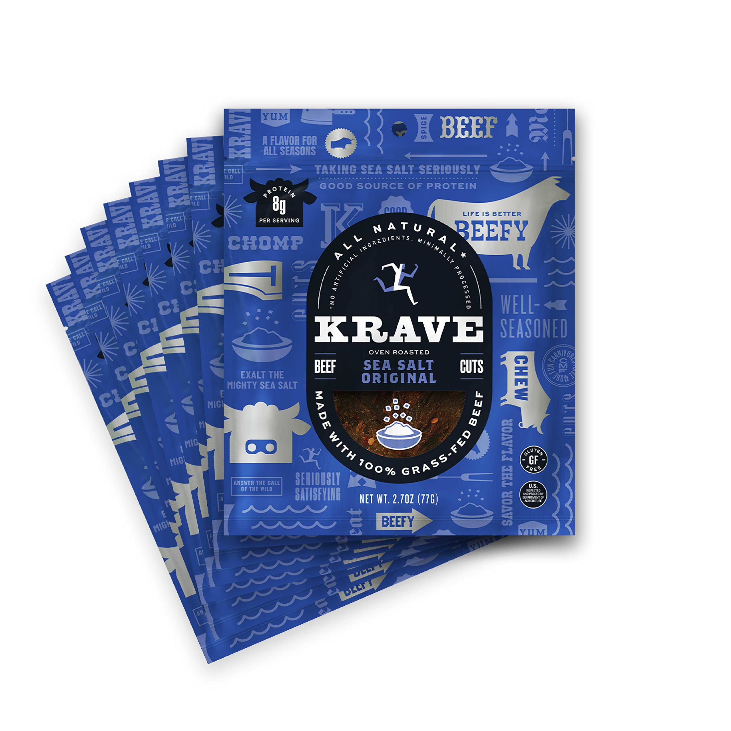 KRAVE All Natural Beef CM31 Jerky, Sea Salt - Protein Packed Snacks ...
