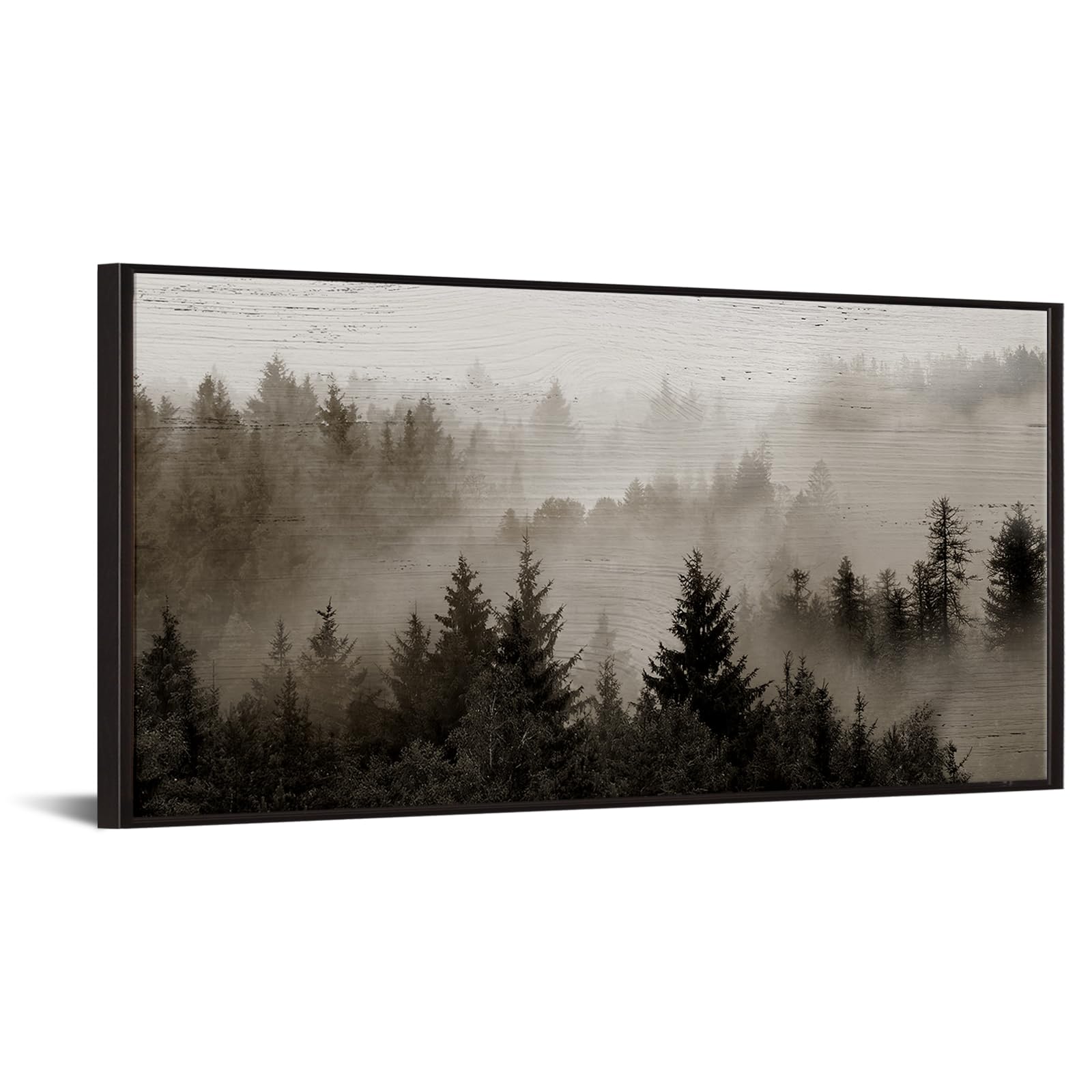 KREATIVE ARTS Large Framed Forest Canvas Wall Art - 24x48'' Foggy ...