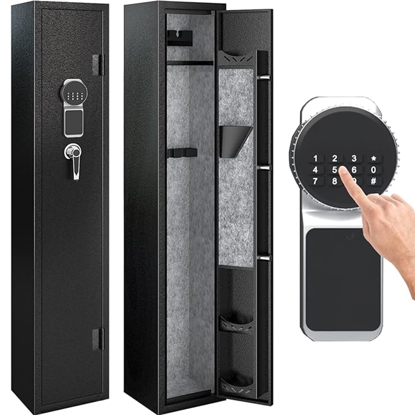 KRER Gun Safes Rifle Digital Quick Access Firearm Safe with 180-Degree ...