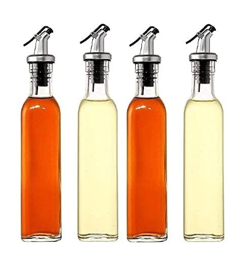 KREZON 4 PCS Glass Oil Dispenser Vinegar Dispenser BPA Free Salad ...