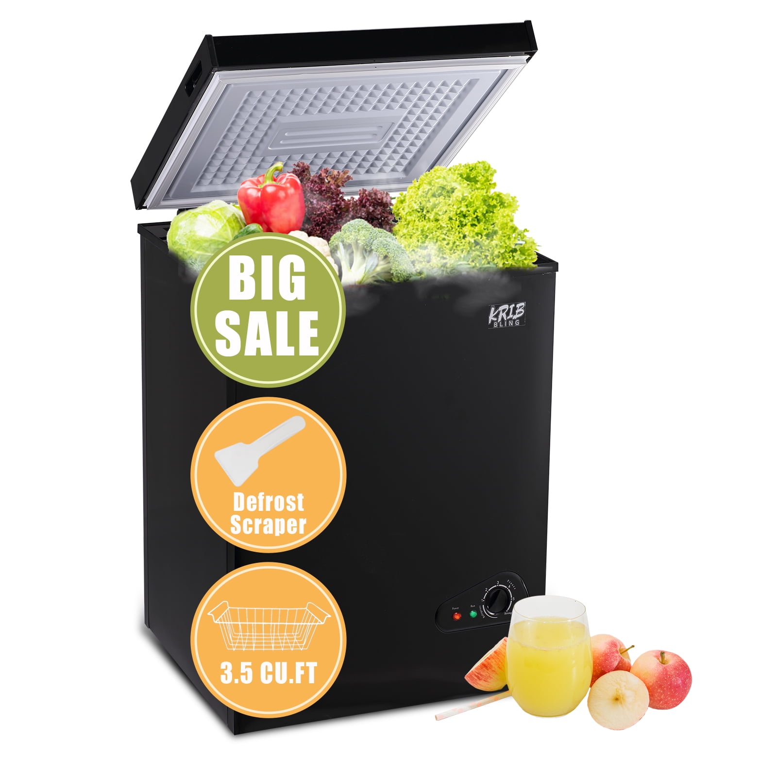 KRIB BLING 3.5 Cu.ft Chest Freezer, Stand-Free, Energy Power Saving ...