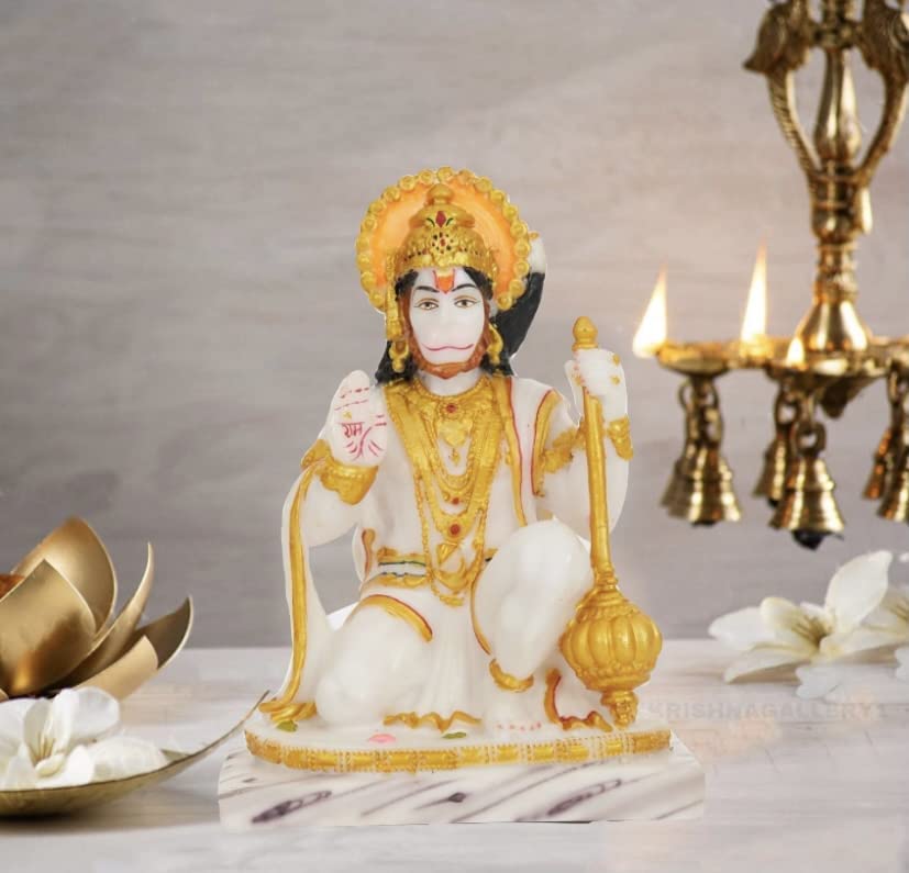 KRISHNAGALLERY1 Polyresin White Veer Bajrangbali Hanuman Bala ji Murti ...