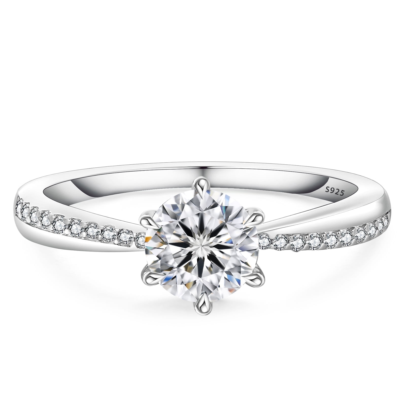 KRKC 1 Carat Moissanite Engagement Rings for Women, Brilliant Round Cut with D Color VVS1 ...