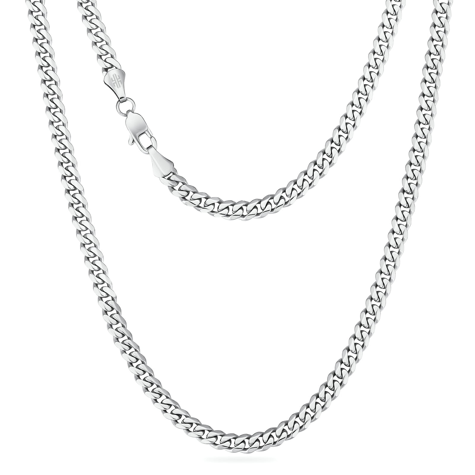 KRKC&CO 6 Side Solid Diamond-Cut Cuban Link Chain for Men, Real Solid ...