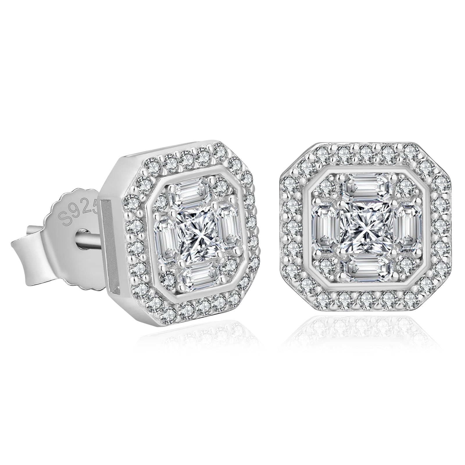 KRKC&CO Gold Earrings for Men, White Gold Stud Earrings, Iced Out ...