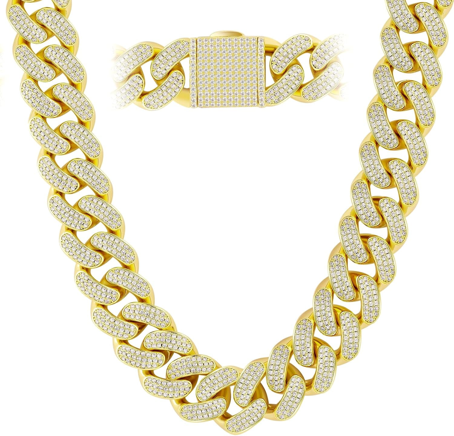 KRKC&CO Gold Necklace, Luxury Birthday Gift for Him, Men's Iced Out ...