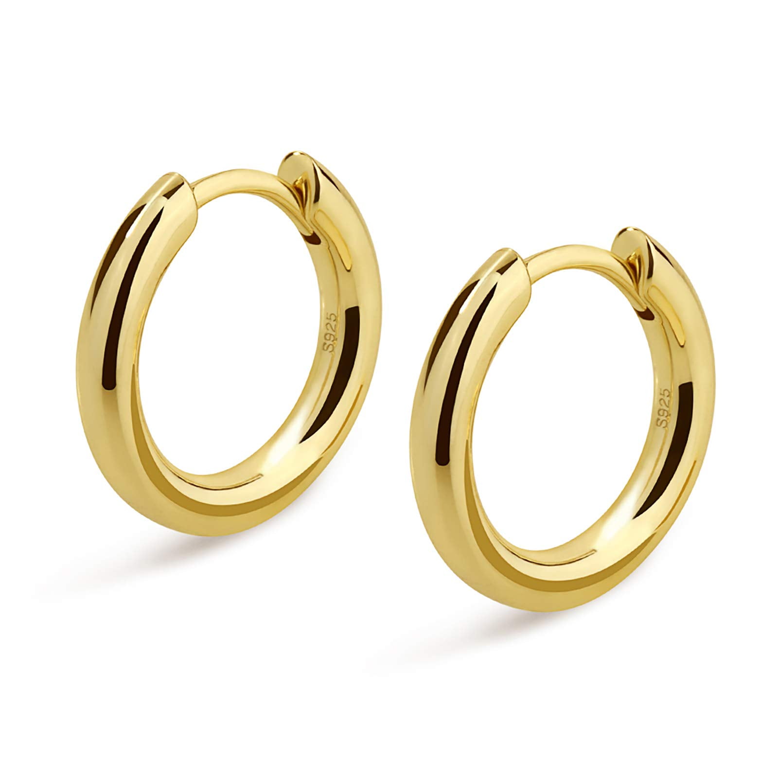 KRKC&CO Hoop Earrings for Men, S925 Sterling Silver, 14k Gold plated Hoop Earrings ...