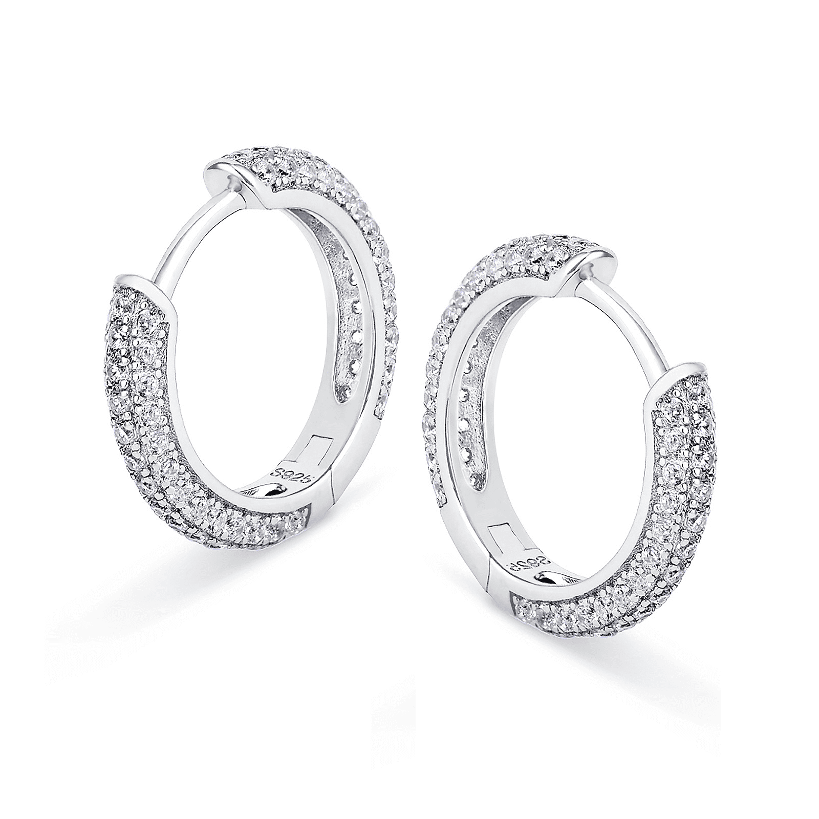 KRKC&CO Hoop Earrings for Men, S925 Sterling Silver, White Gold plated Hoop Earrings ...