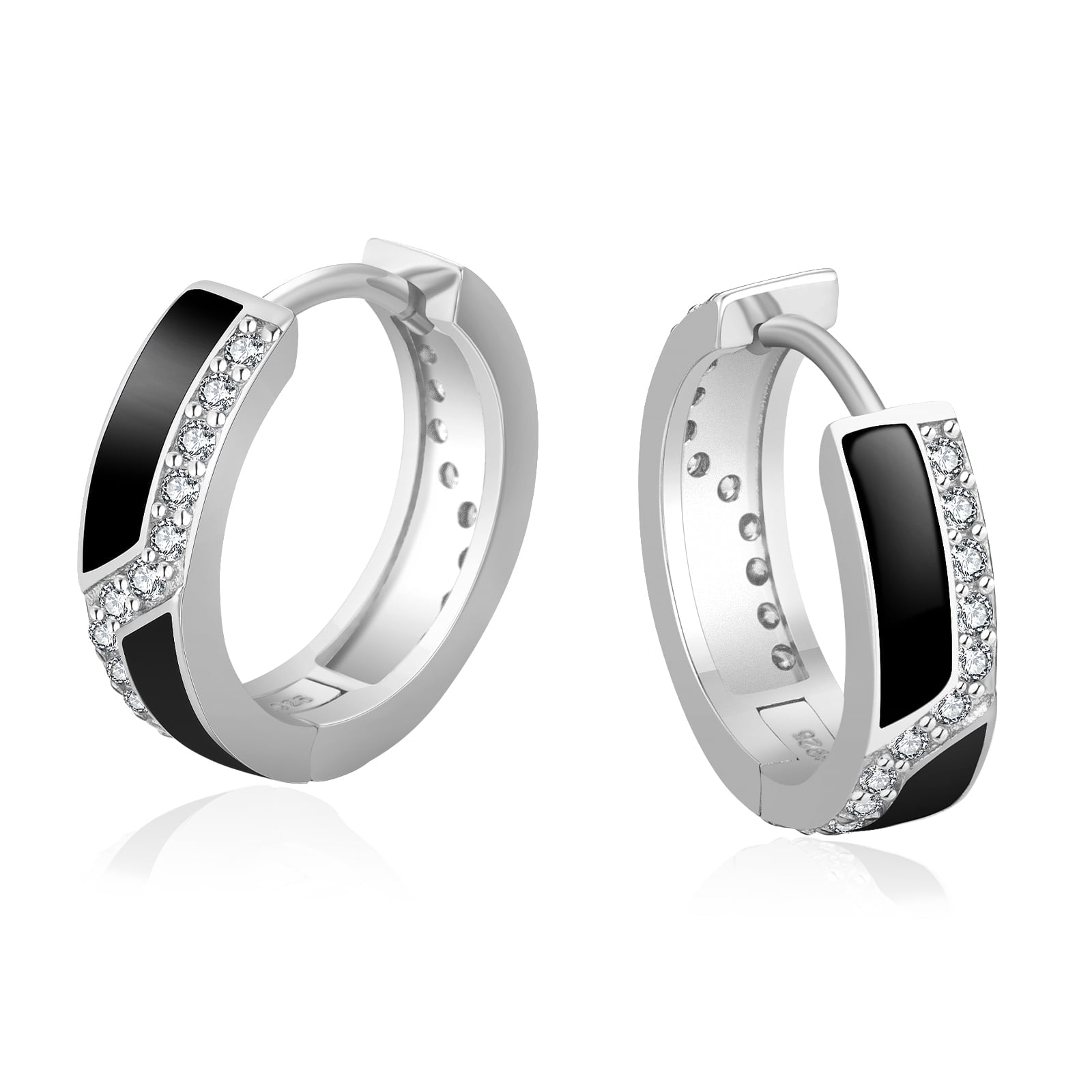 KRKC&CO Hoop Earrings for Men, S925 Sterling Silver, White Gold plated Hoop Earrings ...