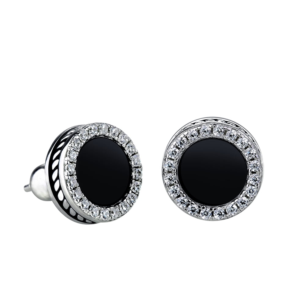KRKC&CO Men Stud Earrings, Square Studs, 925 Sterling Silver, Iced Out ...