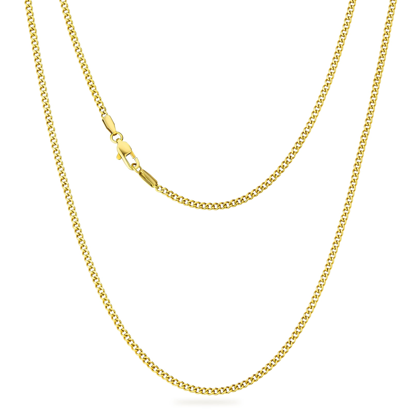 KRKC&CO Real 14K Gold Plated Necklace, Flat Diamond-Cut Miami Cuban ...