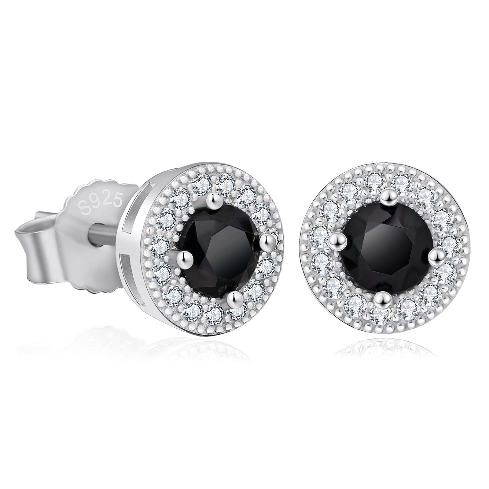 KRKC&CO Silver Earrings for Men, White Gold Plated Stud Earrings, Iced ...