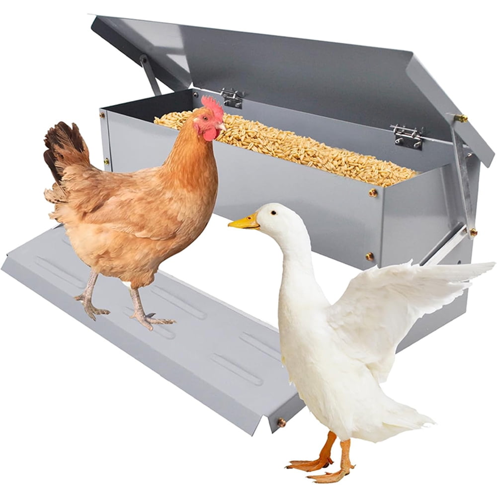 KRKZ 20.1" x 12.6" x 7.5" Silver Automatic Poultry Feeder - Long ...