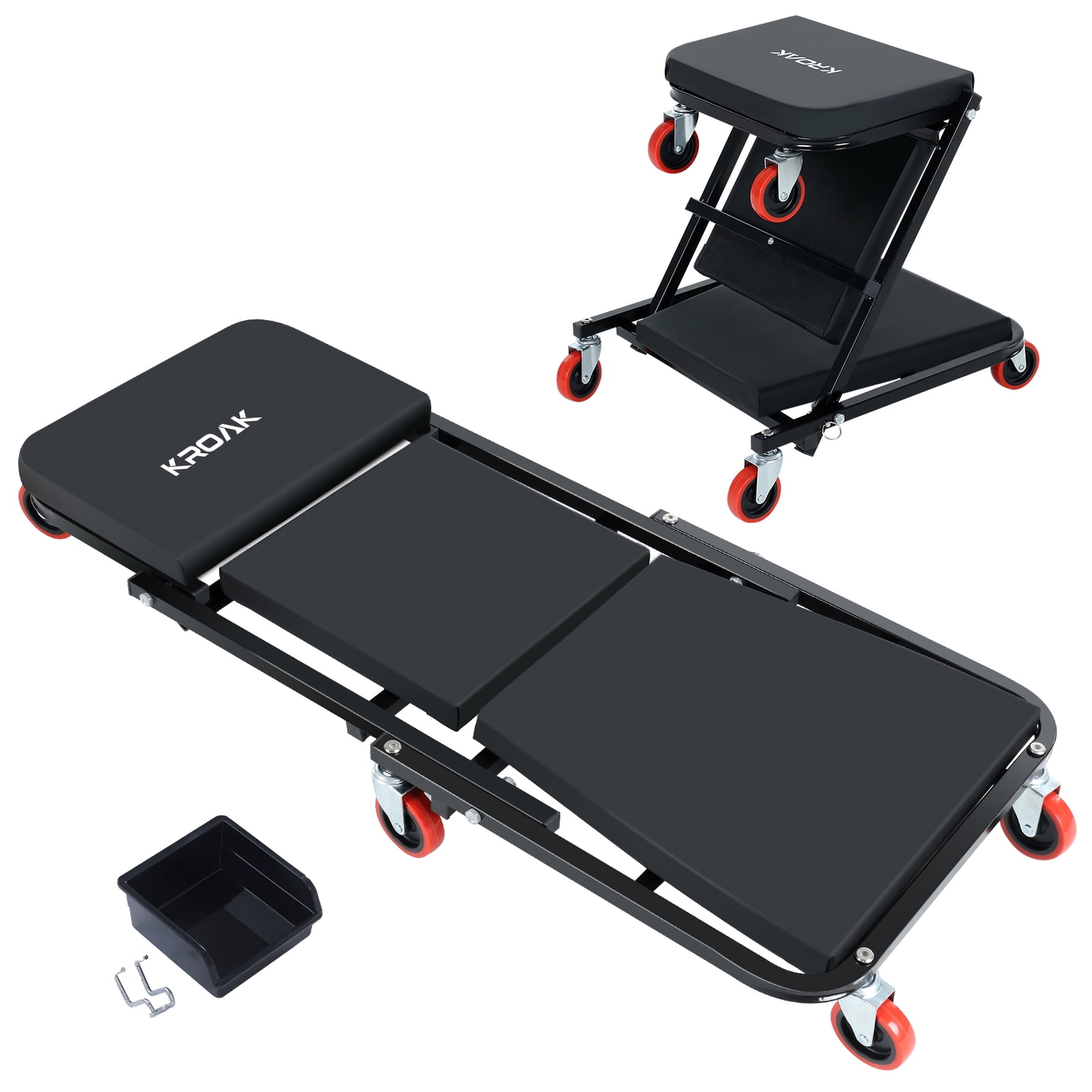 KROAK 36" Z-Creeper 2 in 1 Garage Creeper with Tool Storage Box, 330 ...