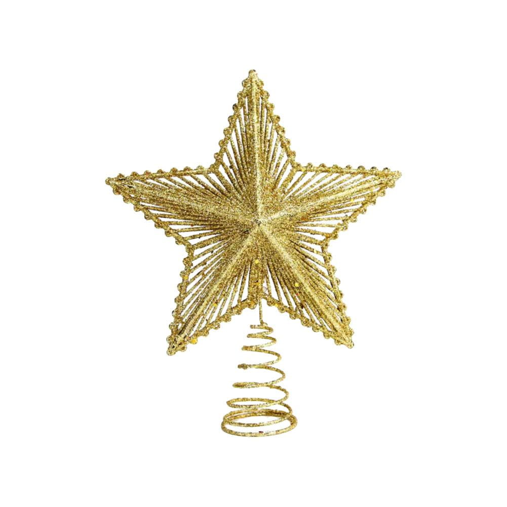 KRONDO 2025 Gold Glitter Christmas Tree Topper Iron Star Christmas ...