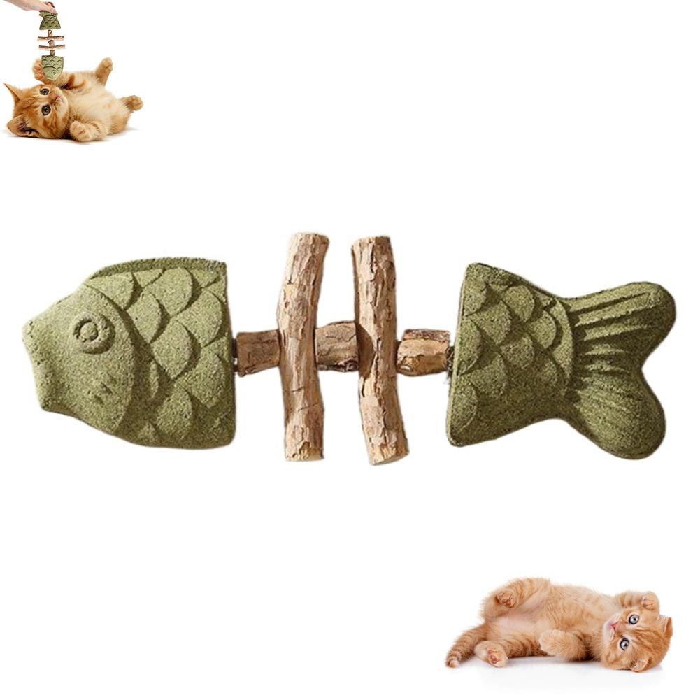 KRONDO Creative Fish Bone Cat Toy, Fix Your Cats Dental Health, Wooden ...