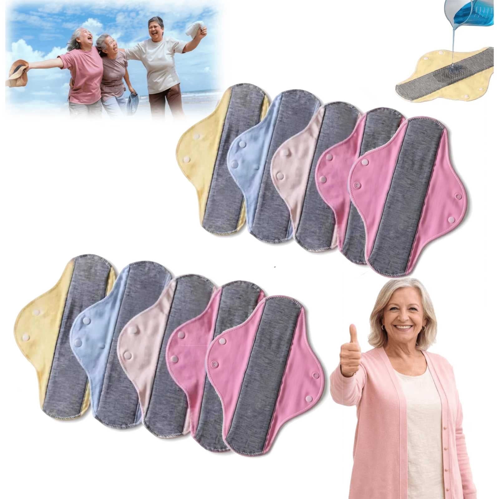 KRONDO Reusable Leak-Proof & Waterproof Washable Incontinence Pads,with ...