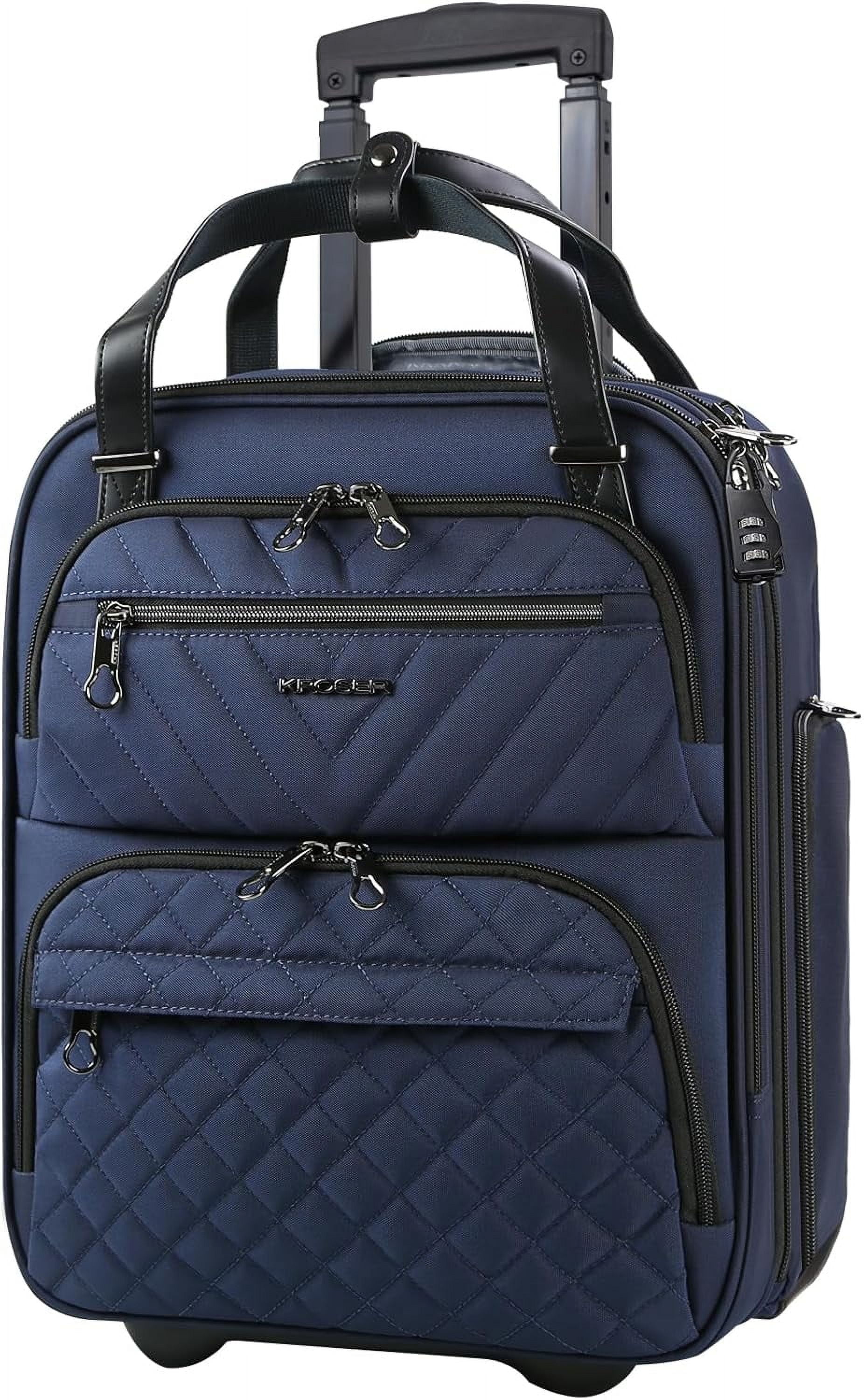 KROSER 16-Inch Quilt Softside Underseat Carry On Luggage , Navy ...