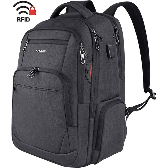 "KROSER 17.3"" Padded Travel Bag Laptop Backpack with USB Charger for ...